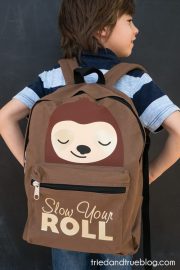 Make an adorable DIY Vinyl Sloth Backpack! - Tried & True Creative