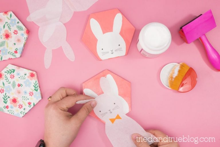 Easter Bunny Decoupage Coasters - Tried & True Creative