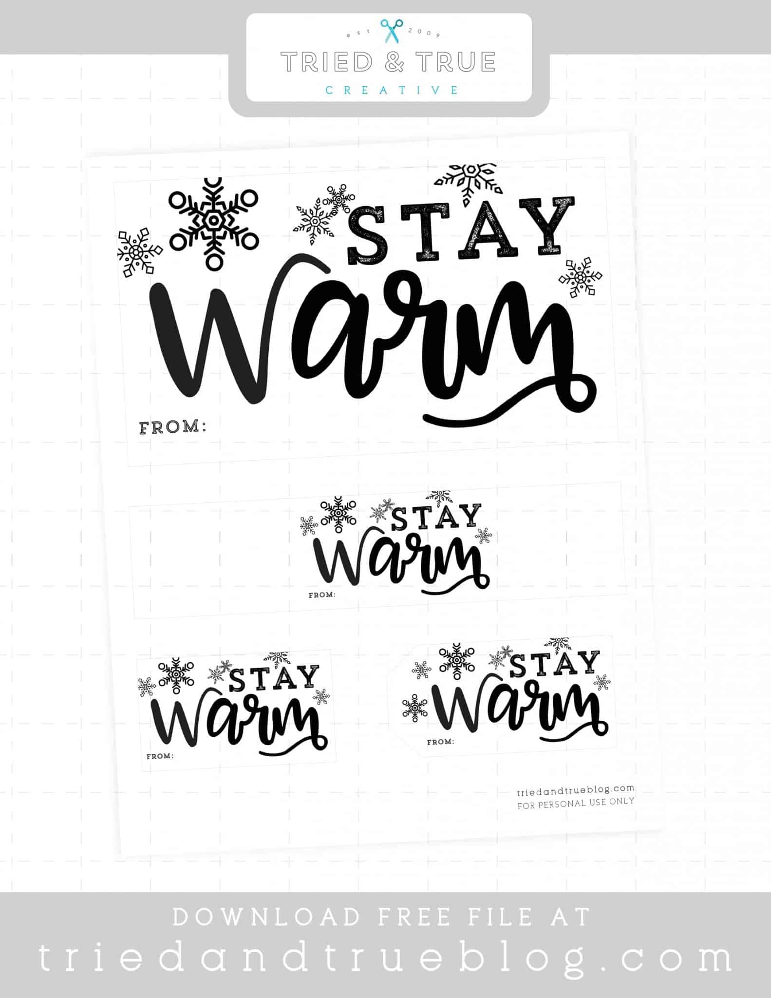 Free "Stay Warm" Hot Chocolate Gift Tags - Tried & True Creative