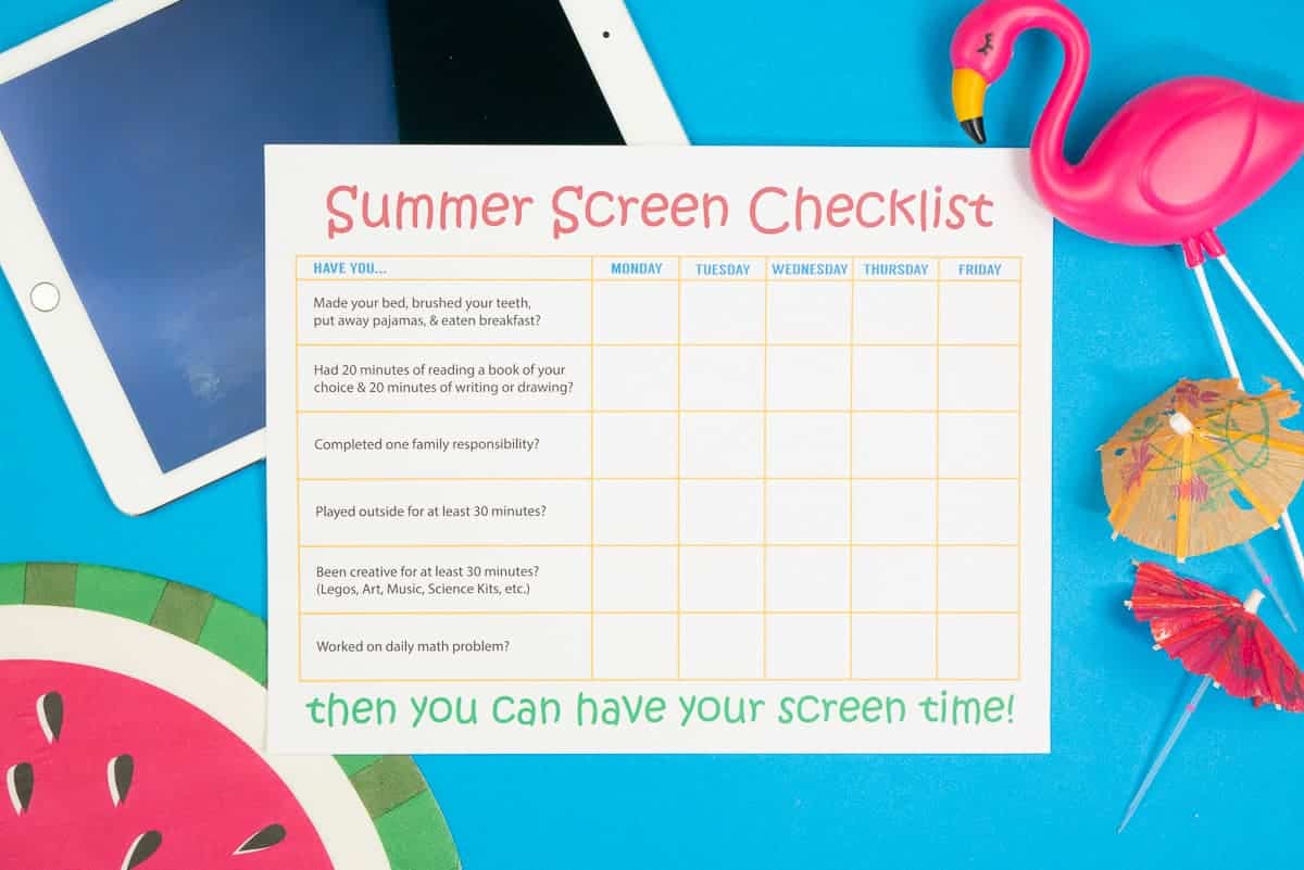Printable Checklist For Teens Screen Time Rules Checklist For Kids