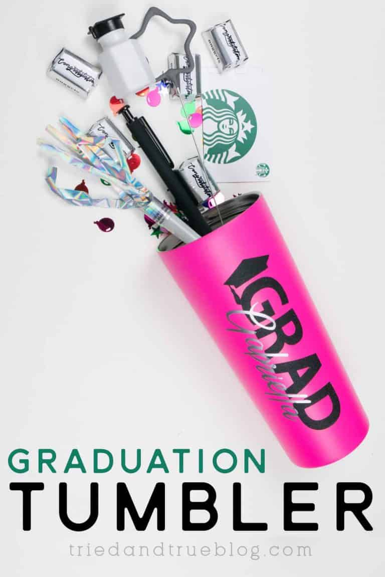 Easy Custom Graduation Tumbler with Cricut Joy - Tried & True Creative